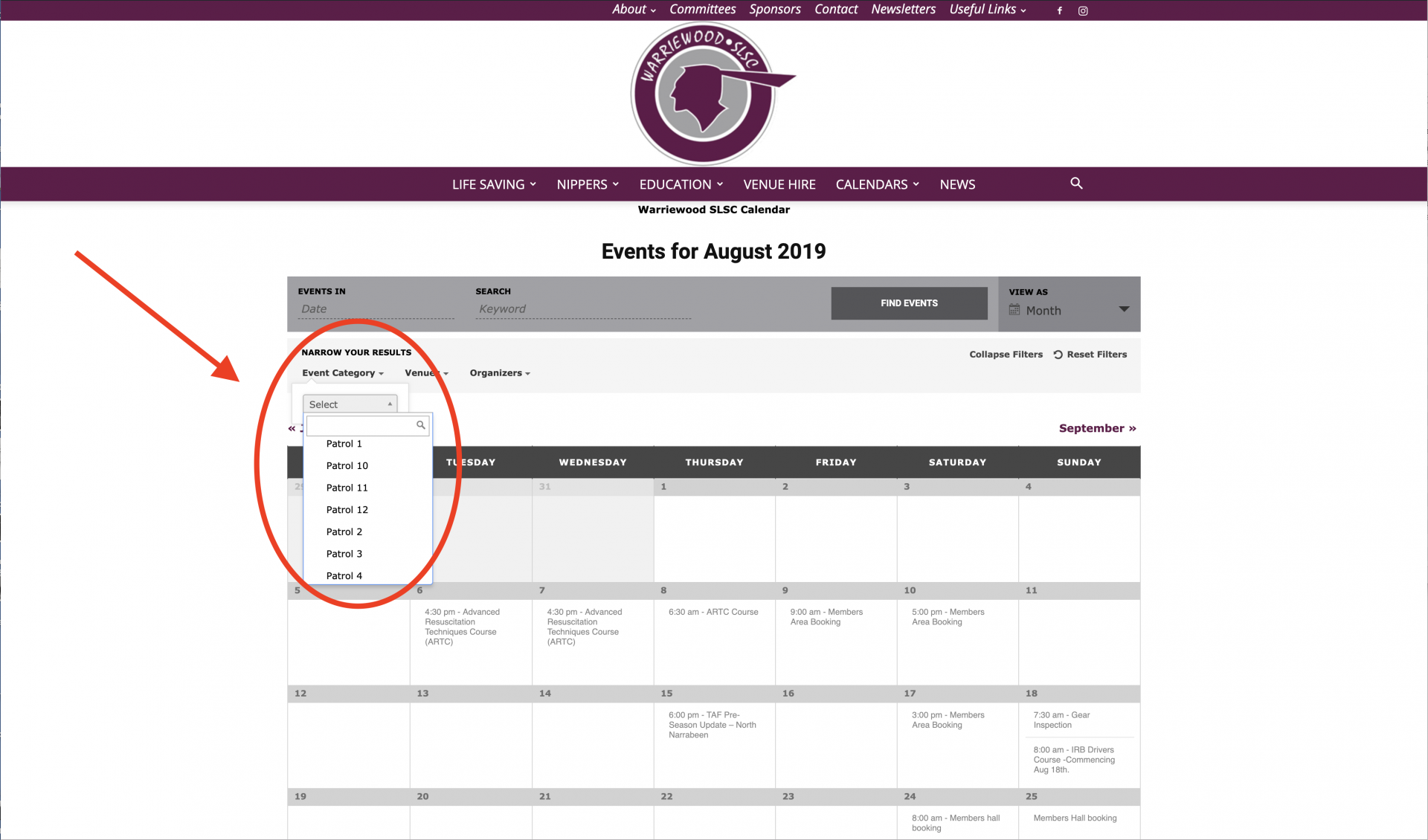 Calendars | Warriewood Surf Life Saving Club